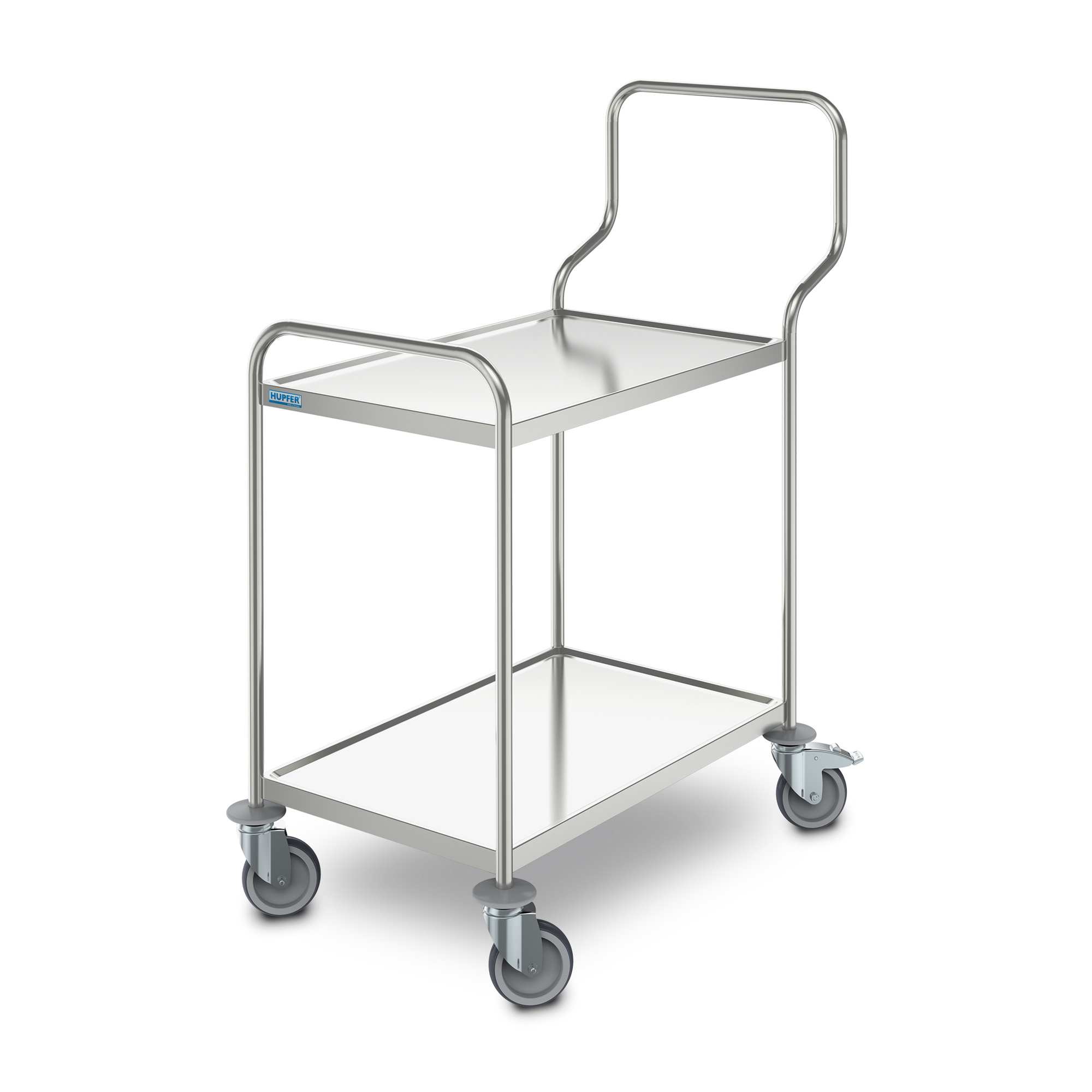 General purpose trolley ergonomic handle 2 shelves 800×500 mm | Serving ...